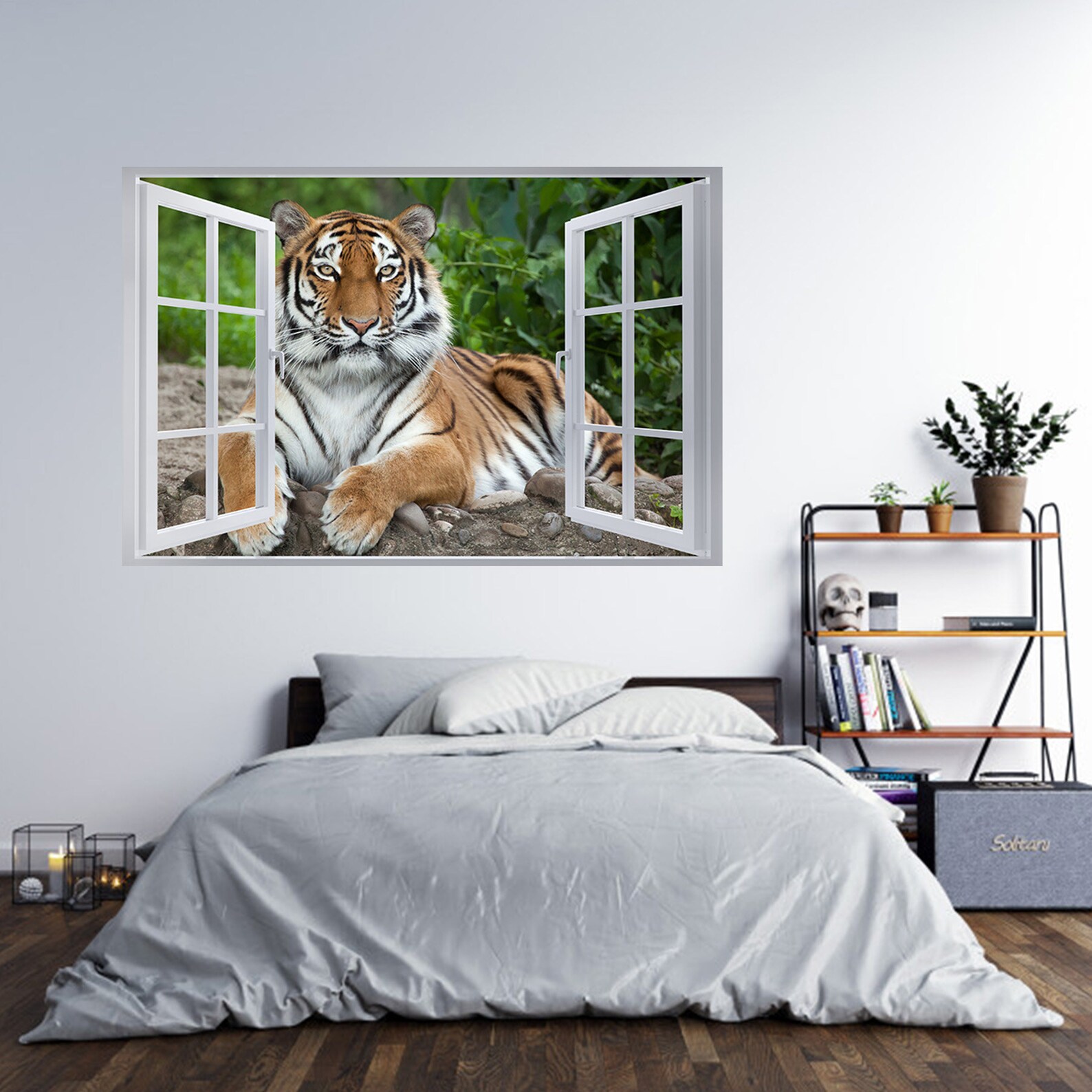 Wall Sticker Tiger Chill Nature Field 3D Window Effect Self - Etsy