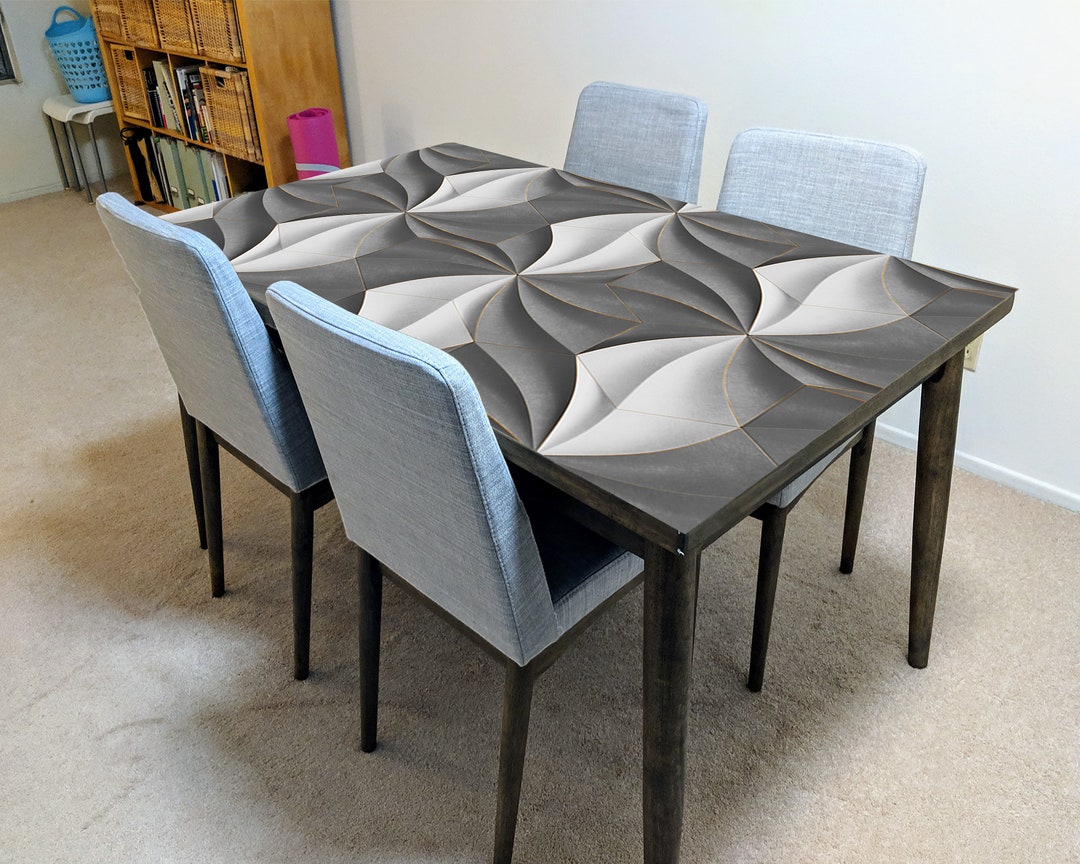Abstract 3D Shapes Grey Table Wrap Self Adhesive Vinyl Waterproof ...