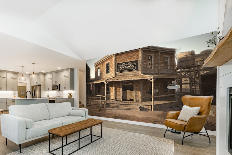 Western Town Saloon Wall Mural Wallpaper Wall Art Peel & Stick - Etsy UK