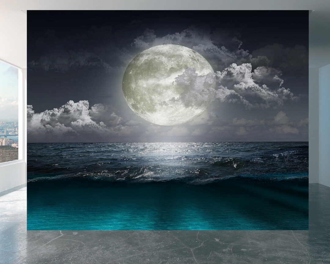 Moon Wall Decor: Peel and Stick Wall Mural, Home Wallpaper, Removable ...