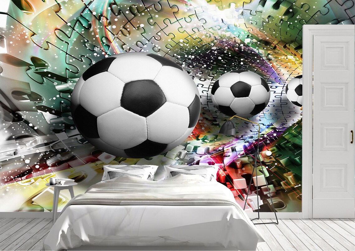 Soccer Ball Breaking a Wall. Wall Mural Photo Wallpaper UV | Etsy