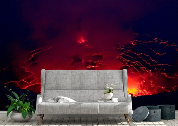 Volcano Eruption Wall Mural Wallpaper Wall Art Peel & Stick | Etsy