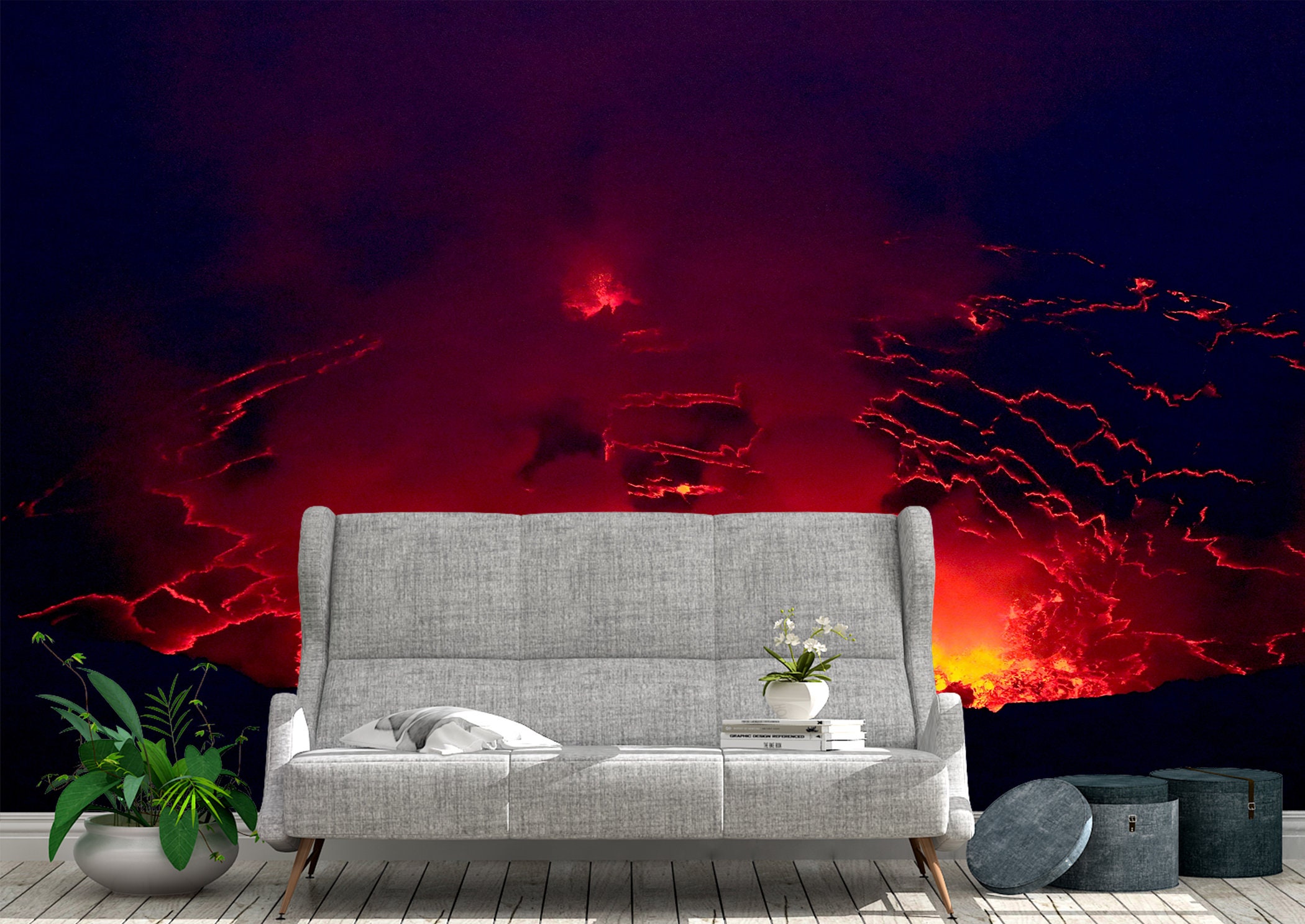 Volcano Eruption Wall Mural Wallpaper Wall Art Peel & Stick | Etsy