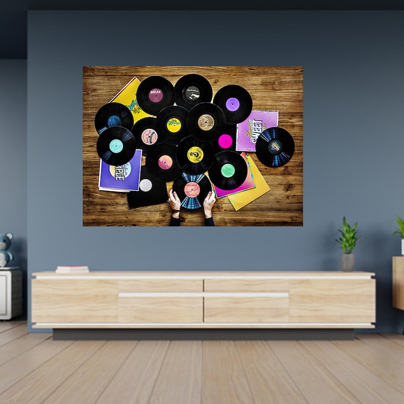 Wall Sticker Vinyl Music Discs Theme Poster Self Adhesive Art - Etsy