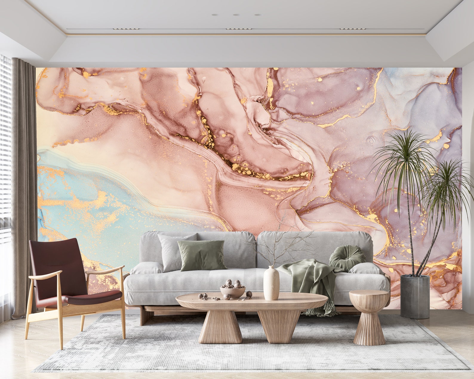 Pink Marble Wall Mural Wallpaper Wall Art Peel & Stick Self - Etsy