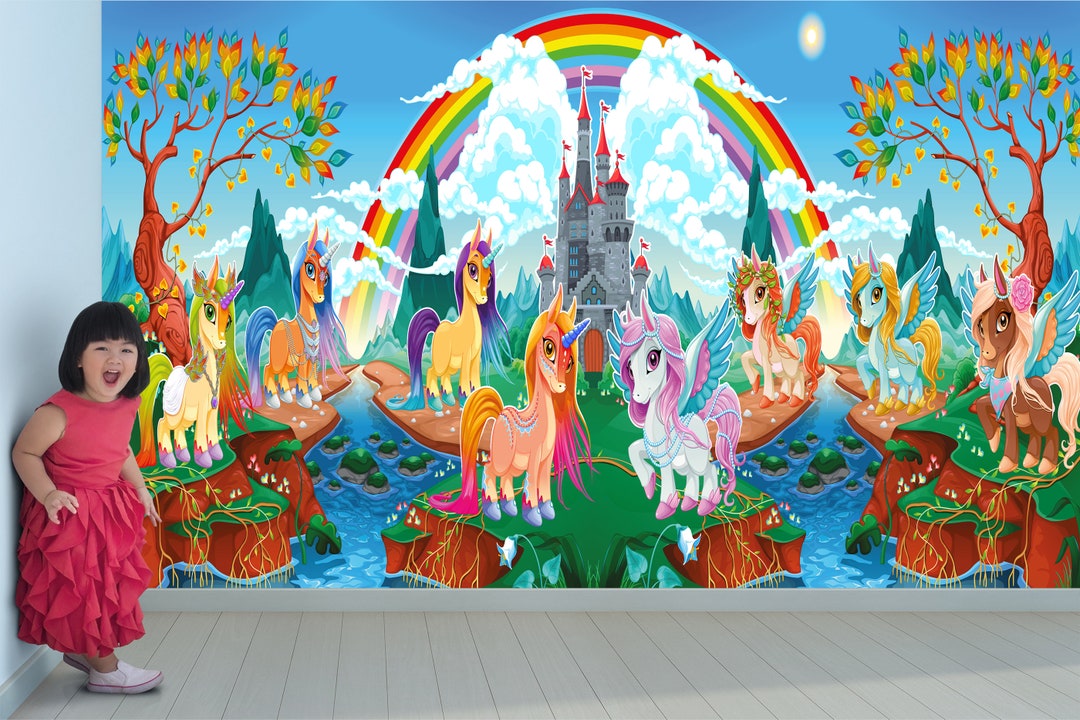 Little Unicorns Family Kids Wallpaper Mural Peel & Stick Vinyl - Etsy