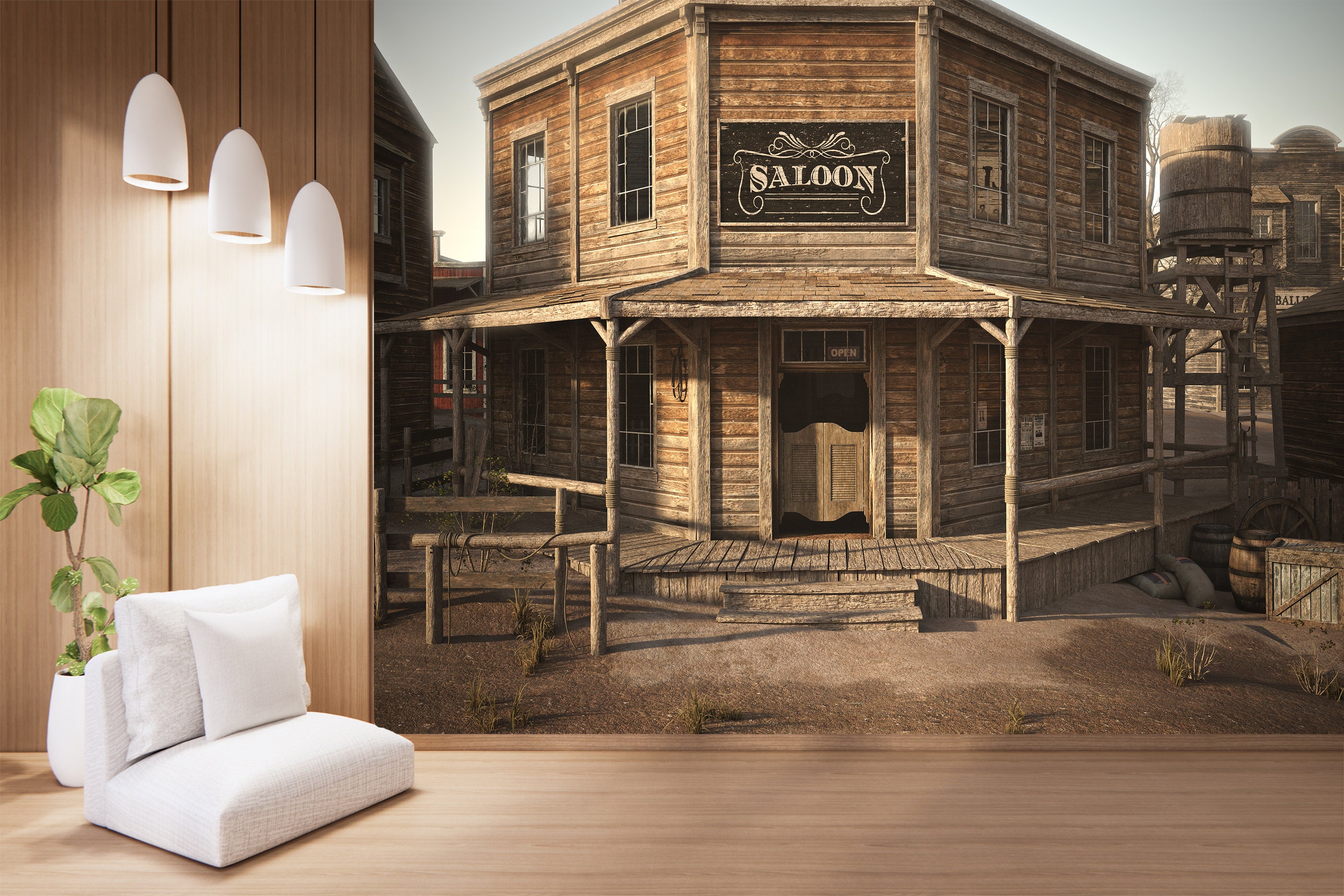 Western Town Saloon Wall Mural Wallpaper Wall Art Peel & Stick - Etsy UK