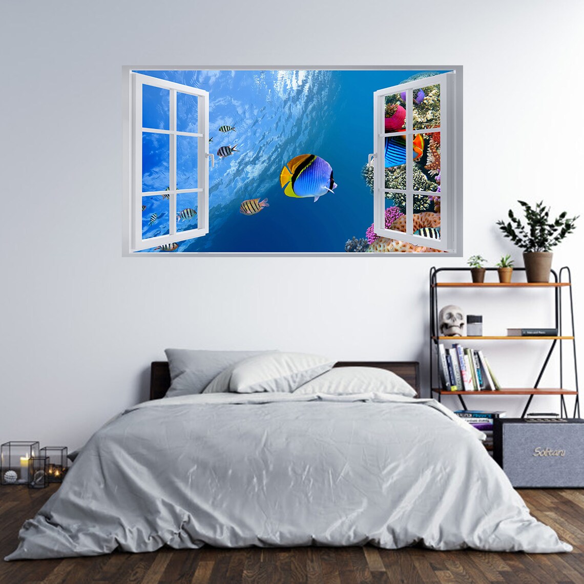 Wall Sticker Aquarium Tropical Fish 3D Window Effect Self | Etsy