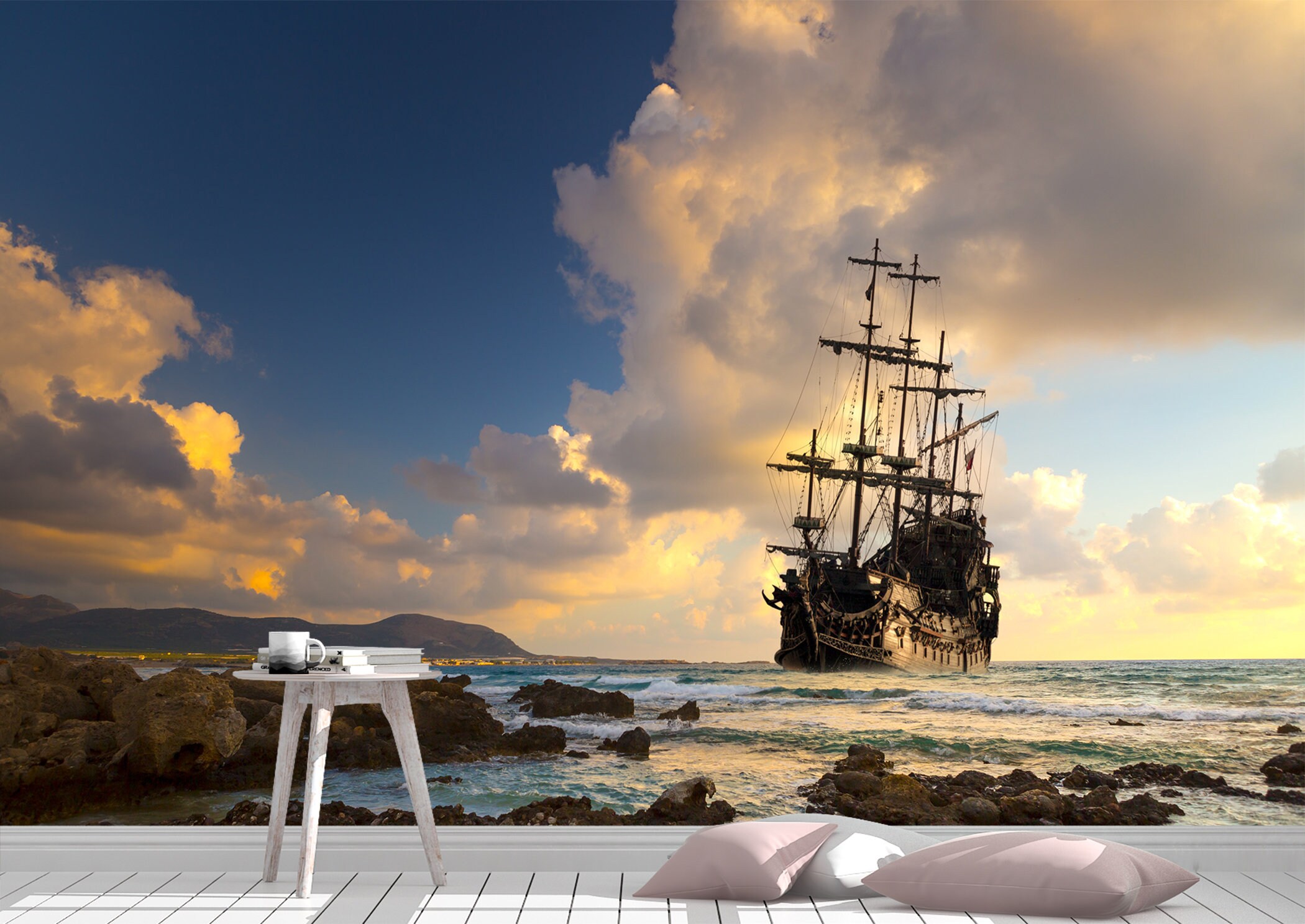 Pirate Ship Wall Mural Wallpaper Wall Art Peel & Stick Self | Etsy