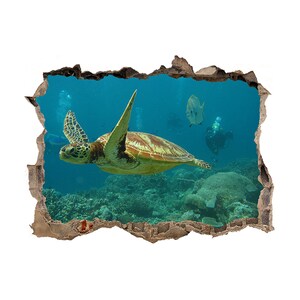Wall Sticker Turtle Scene Theme 3D Hole in the Wall Effect Adhesive Art ...