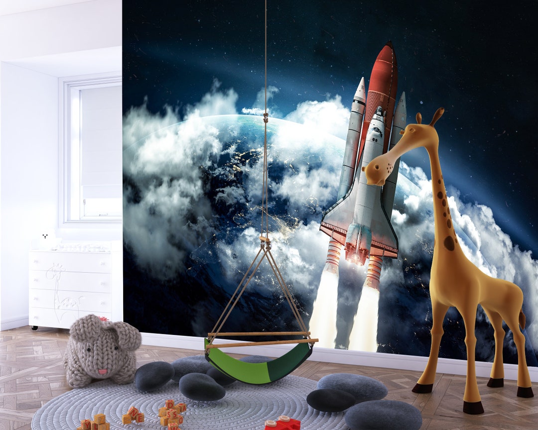 Space Shuttle Wall Art Peel and Stick Galaxy Mural, Children's Room ...