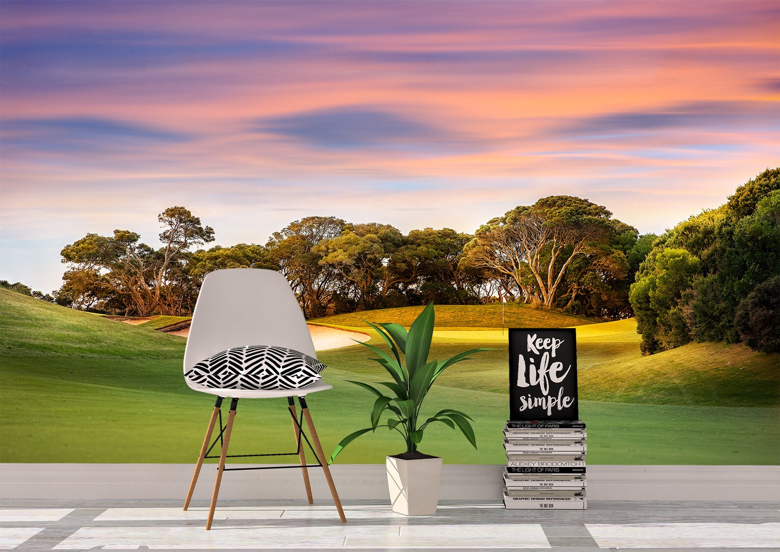 Golf Course at Sunset Wall Mural Photo Wallpaper UV Print - Etsy