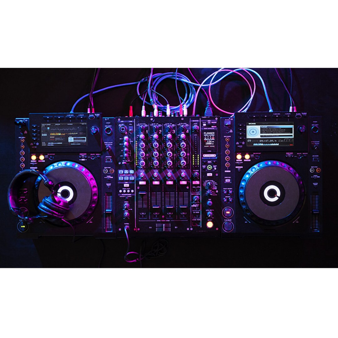 Wall Sticker DJ Music Console & Neon Poster Self Adhesive Art Decal ...
