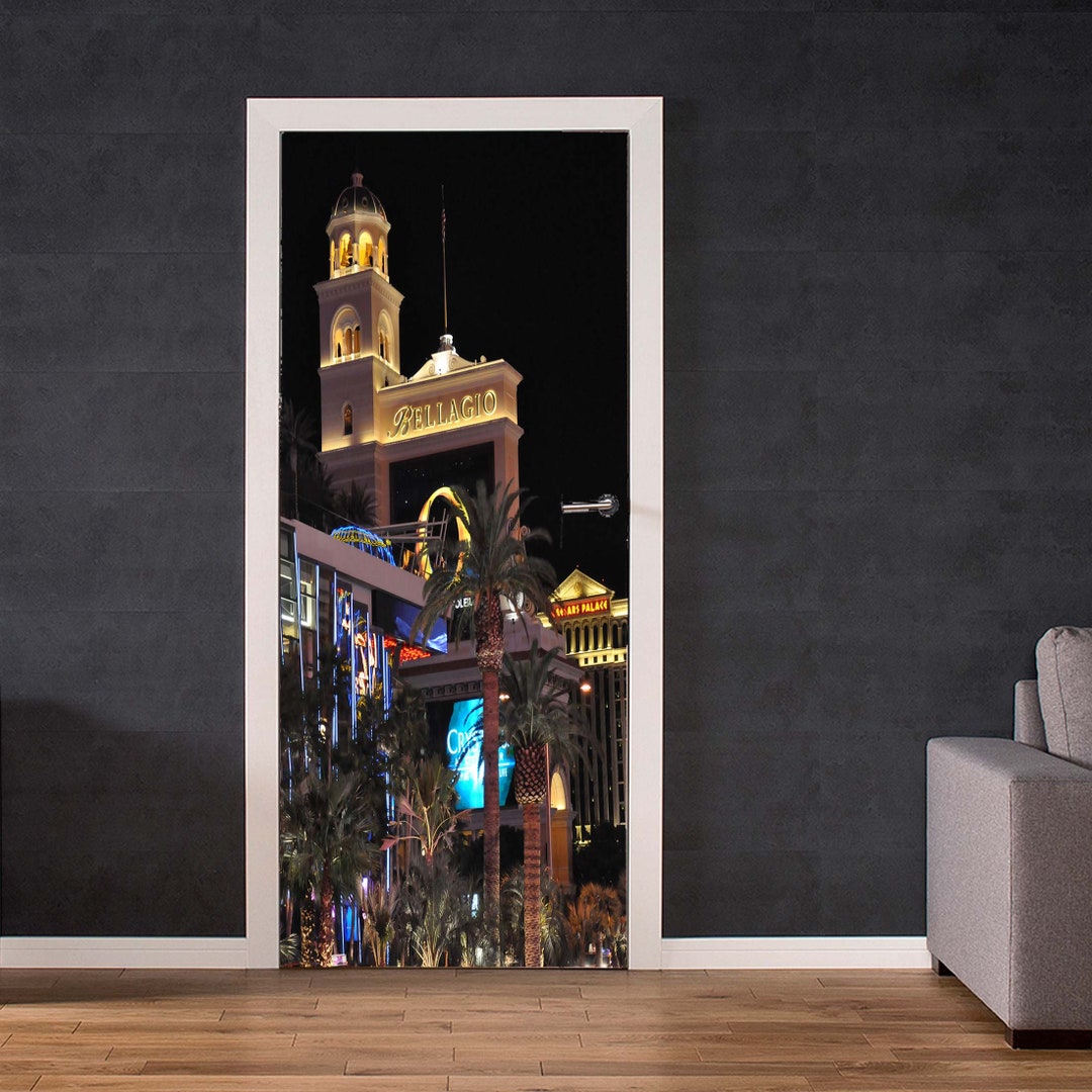 Door Vinyl Design Las Vegas Mural Front Door Decor Vinyl Door Covering ...