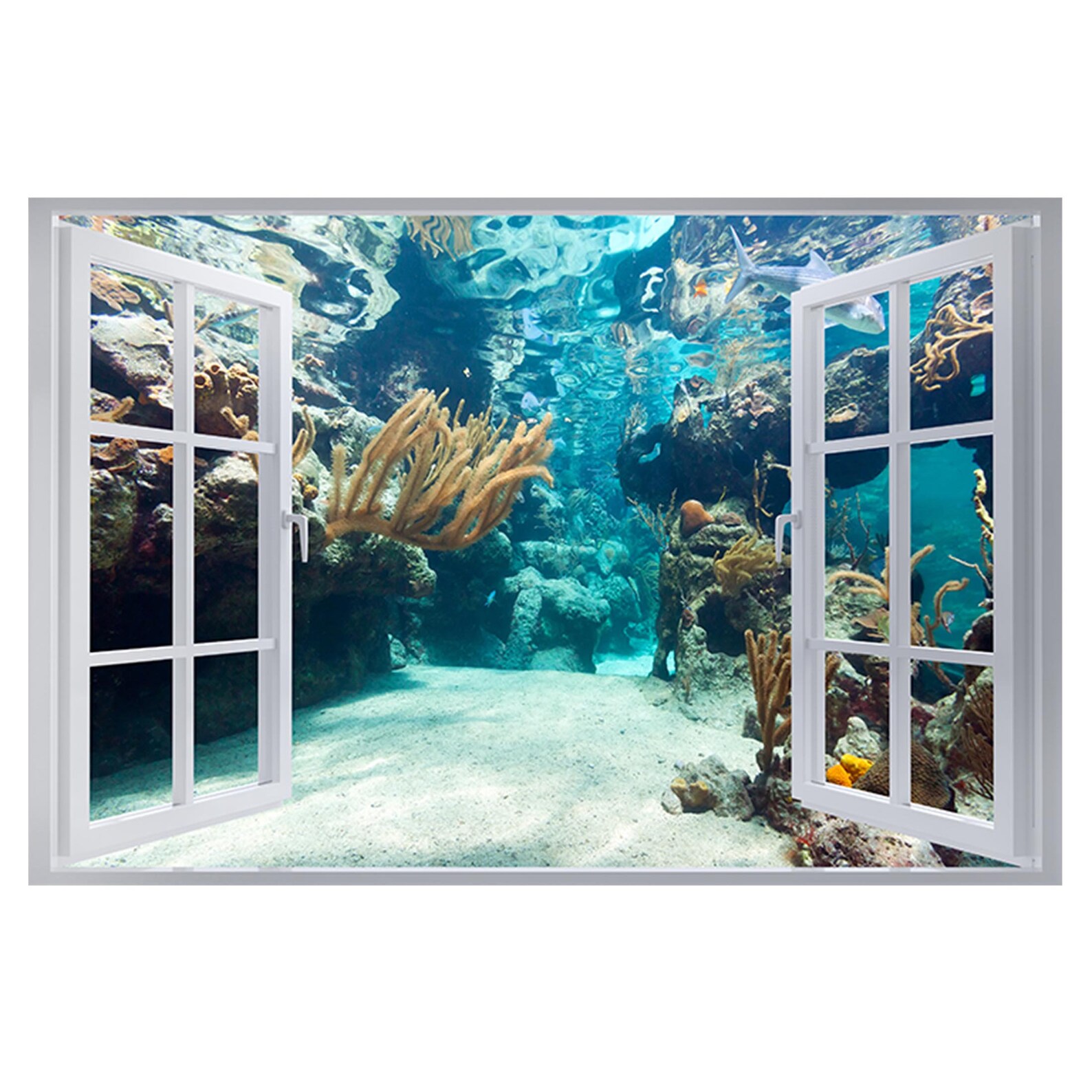 Wall Sticker Underwater Life Fish Tank 3D Window Effect Self - Etsy