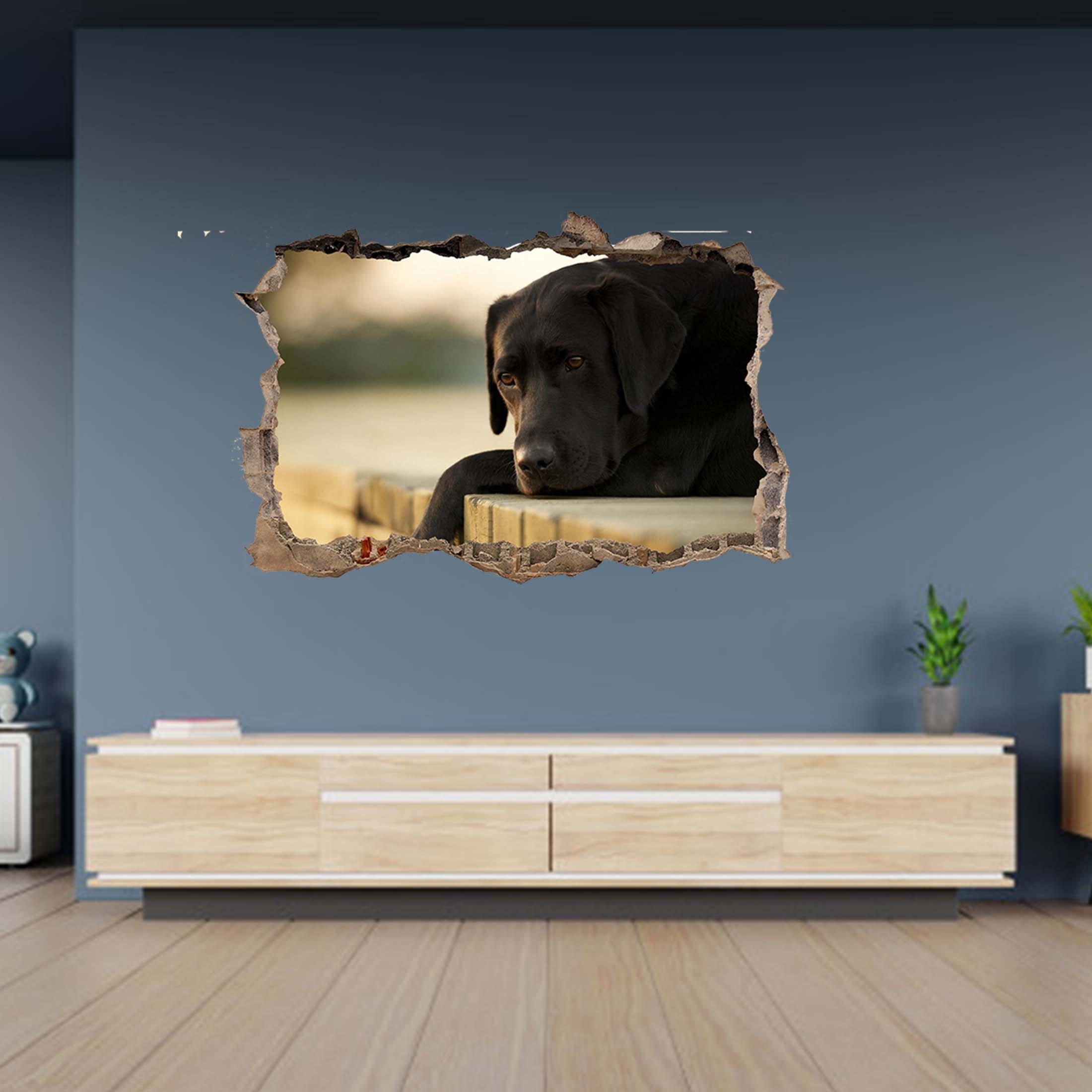 Wall Sticker Chocolate Labrador Retriever Theme 3D Hole in the - Etsy UK