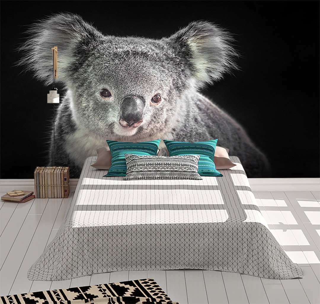 Koala Bear on Black Theme Wall Mural Photo Wallpaper UV Print Decal Art ...