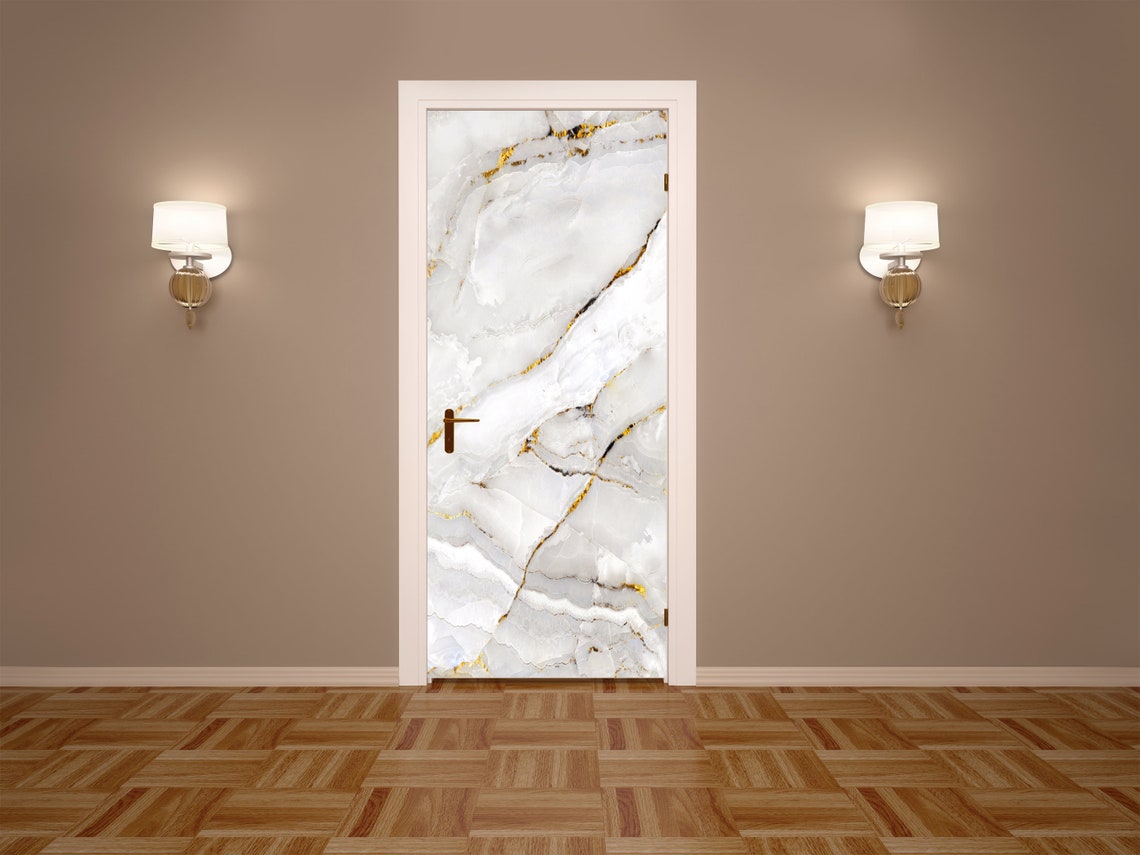 White and Gold Marble Door Mural Sticker Self Adhesive Door | Etsy