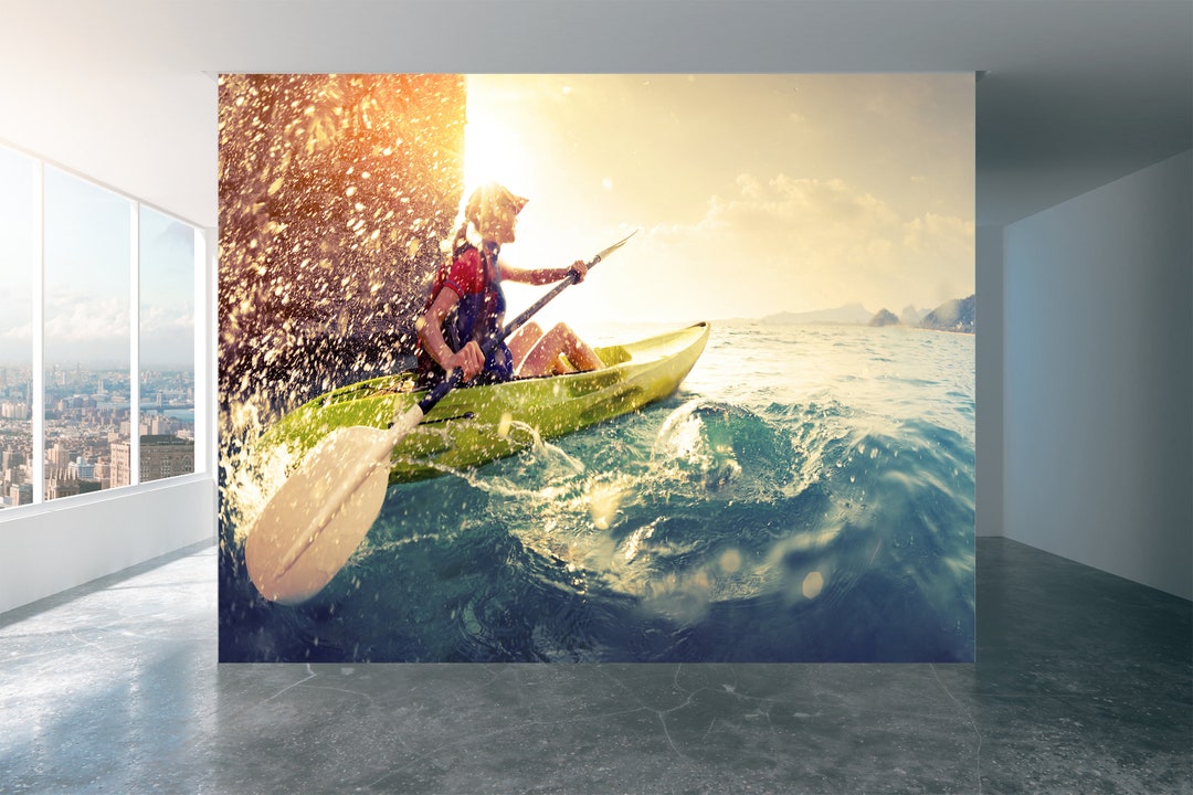 Kayak Water Sport Theme Wall Mural Wallpaper Wall Art Peel & Stick Self ...