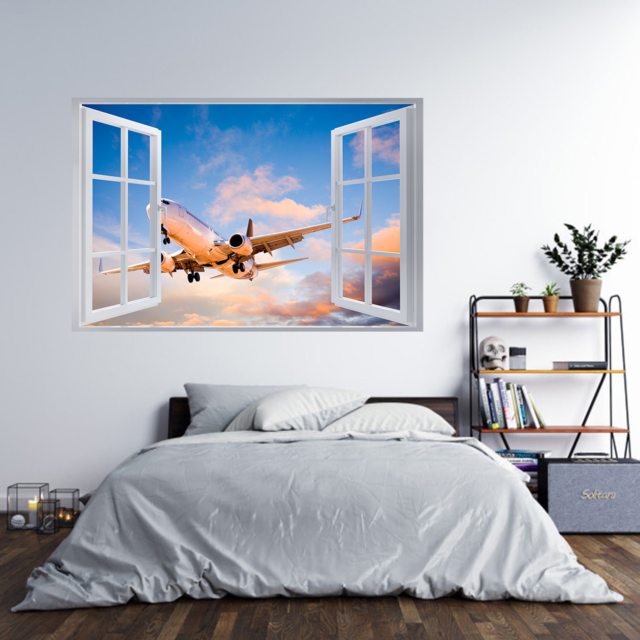 Wall Sticker Passenger Plane in the Sky 3D Window Effect Art - Etsy UK