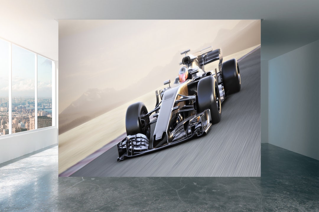 F1 Race Car on Track Wall Mural Wallpaper Wall Art Peel & Stick Self ...