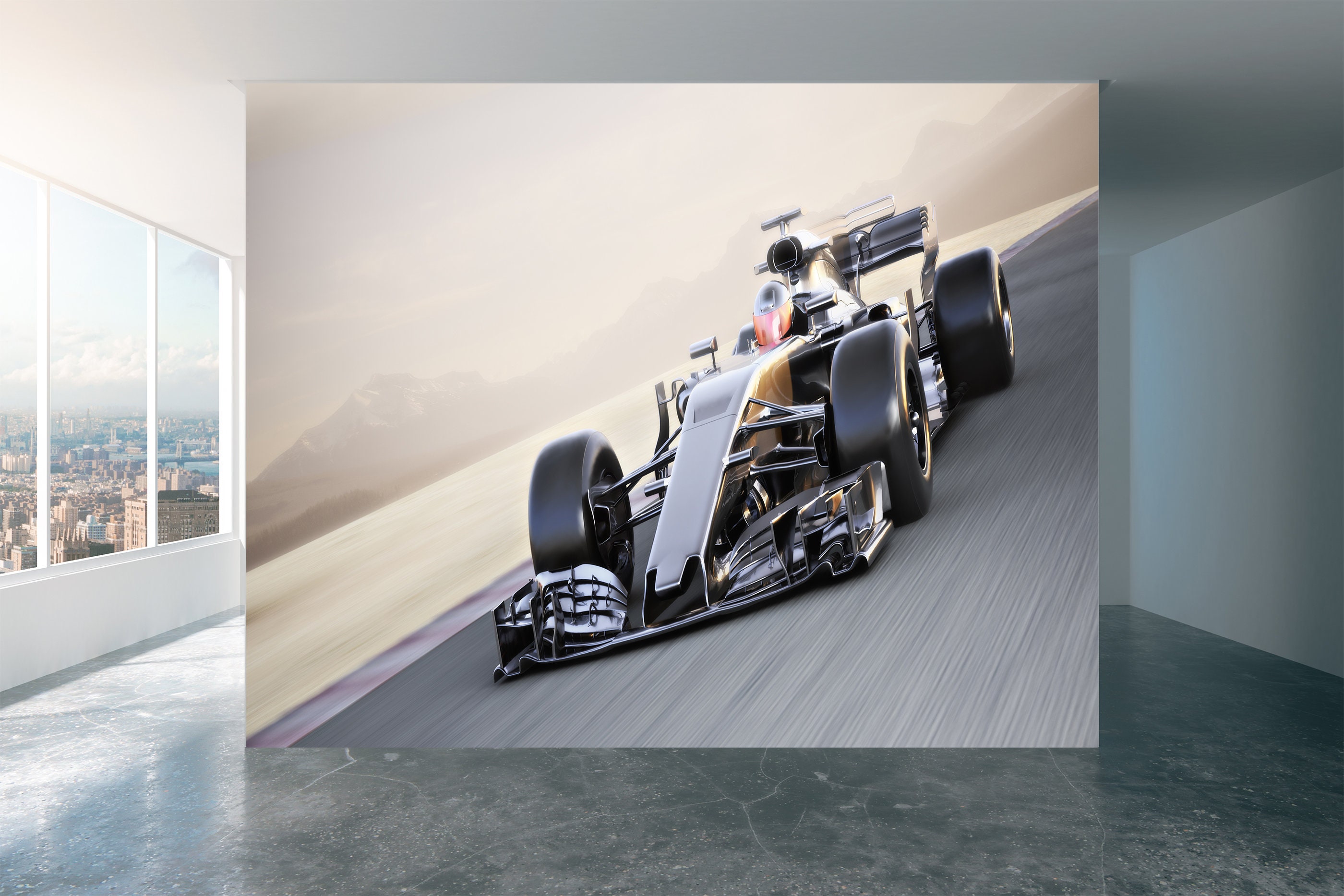 F1 Race Car on Track Wall Mural Wallpaper Wall Art Peel & - Etsy UK
