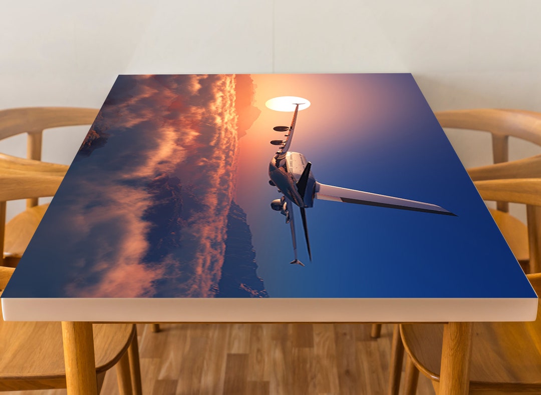 Plane Above the Clouds Laminated Vinyl Cover Self-adhesive for Desk and ...