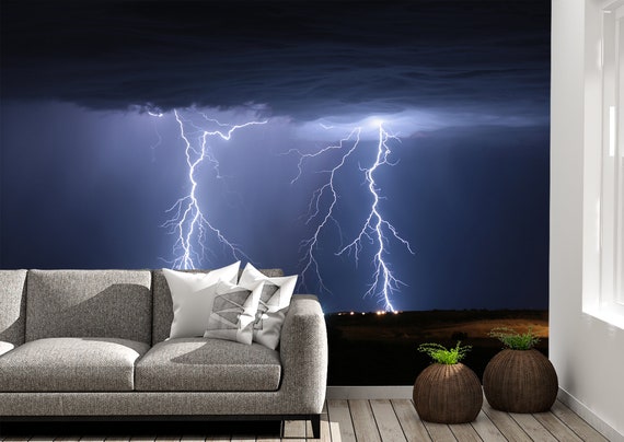 Lightning Bolts Wall Mural Wallpaper Wall Art Peel & Stick Self ...