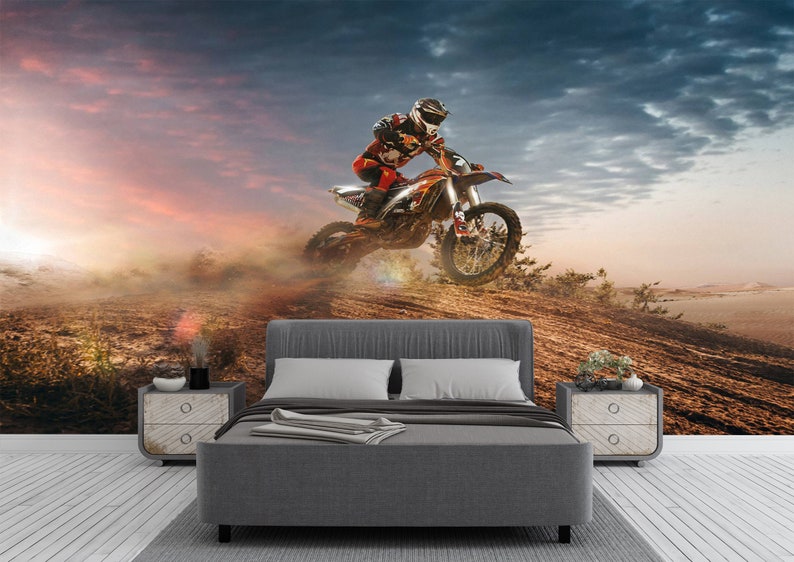 Motocross Jumping on Race Wall Mural Photo Wallpaper UV Print - Etsy