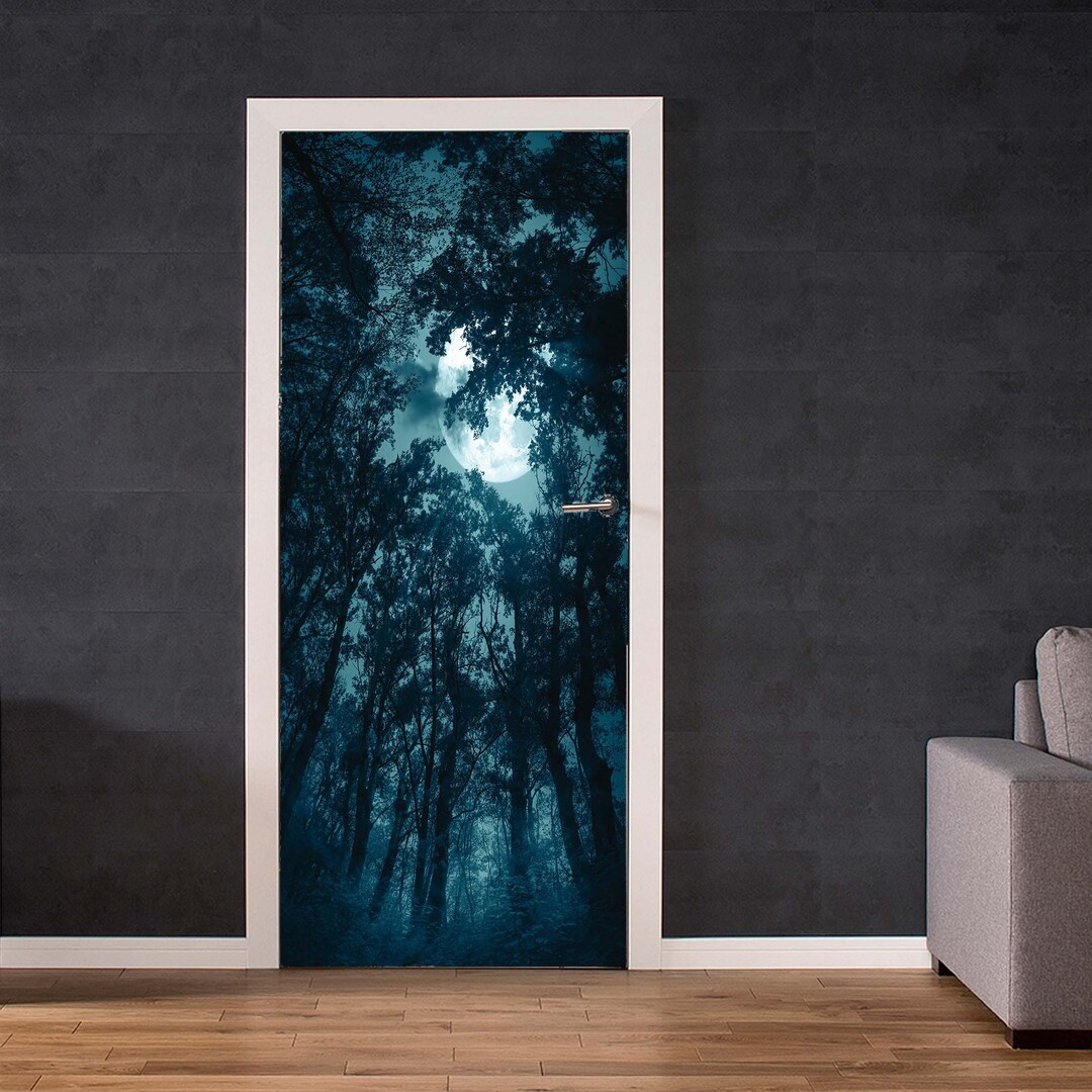 Vinyl Door Covering Forest Night Door Sticker Self Adhesive - Etsy