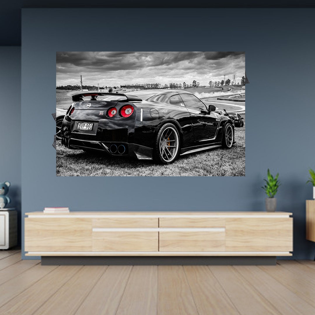 Wall Sticker Nissan Skyline Black Supercar Poster Self Adhesive Decal ...