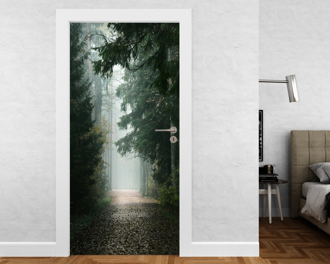 Transform Your Door With Mysterious Road in Forest Door Sticker Peel ...