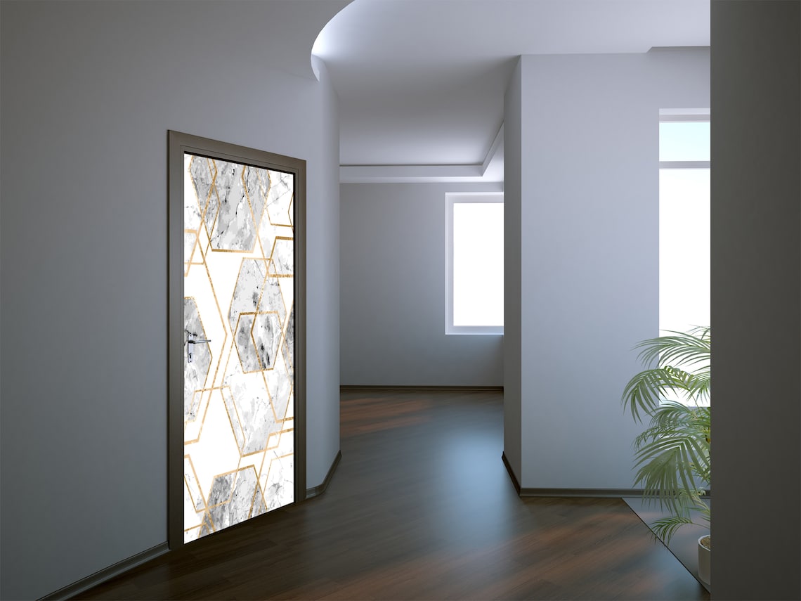 Gray and Gold Marble Door Mural Sticker Self Adhesive Door | Etsy