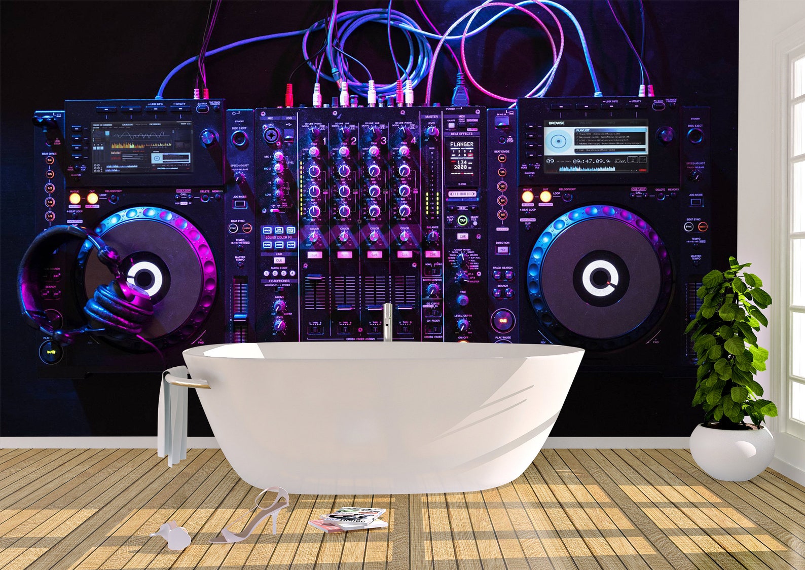 Dj Console Neon Colours Wall Mural Photo Wallpaper UV Print - Etsy
