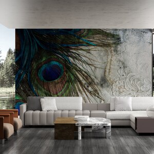 Peacock Wall Mural Self-adhesive Wallpaper, Bedroom Decor, Animal Wall ...