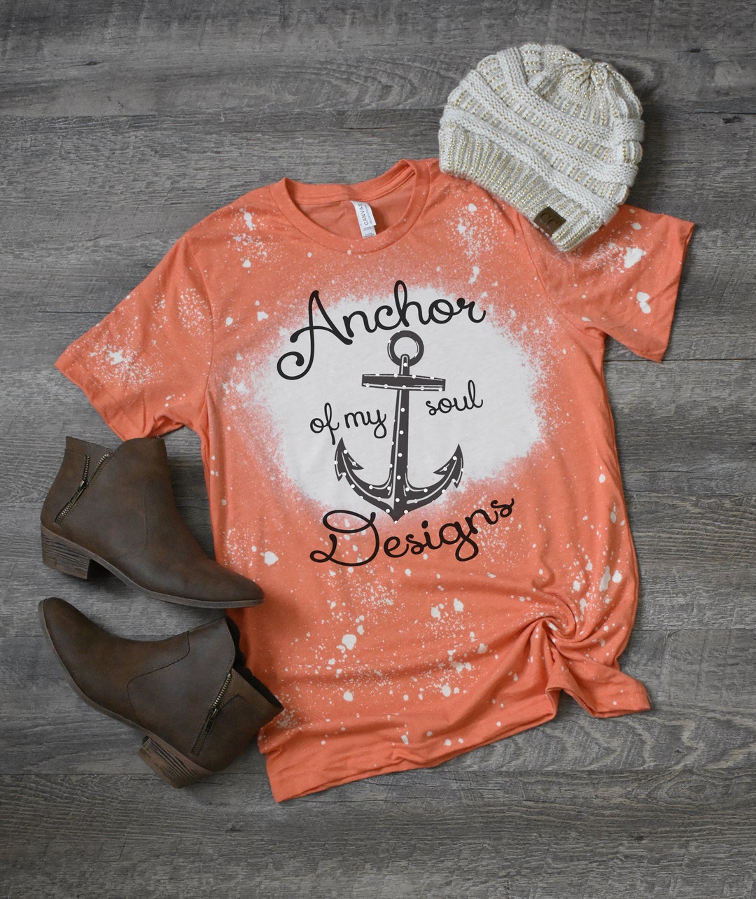 Heather Orange Bleached Tee Digital Download, Unisex Bleached Tee ...