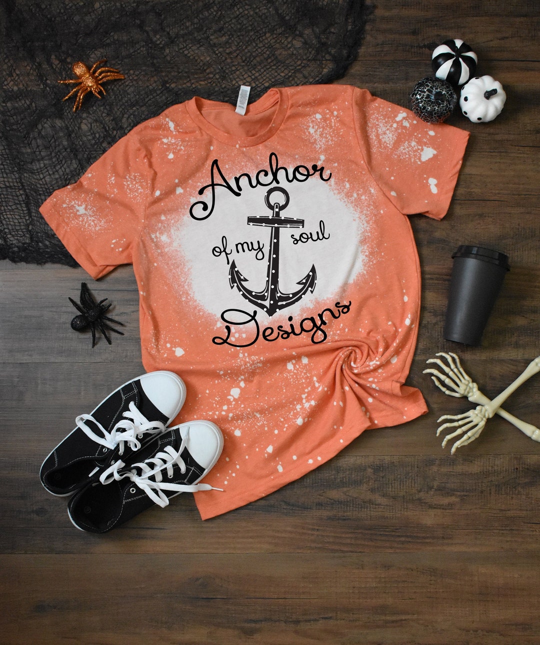 Heather Orange Bleached Tee Digital Download, Unisex Bleached Tee ...