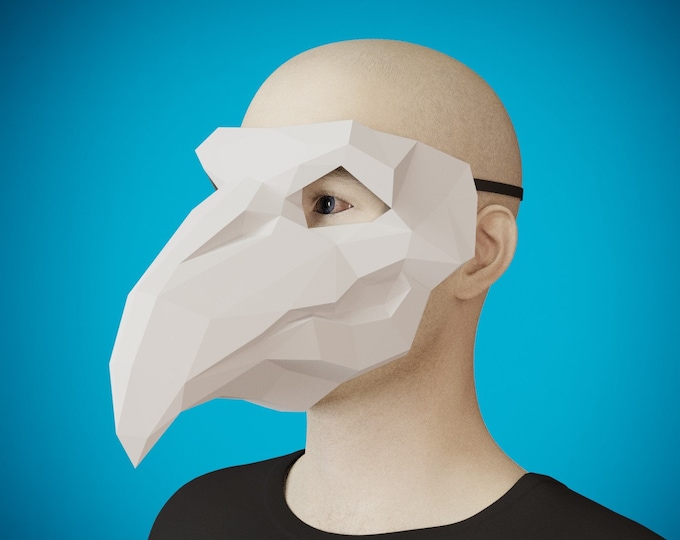 Animal Skull Mask Papercraft Set, Crow, Cat, Bull, Stag, Low Poly Paper ...