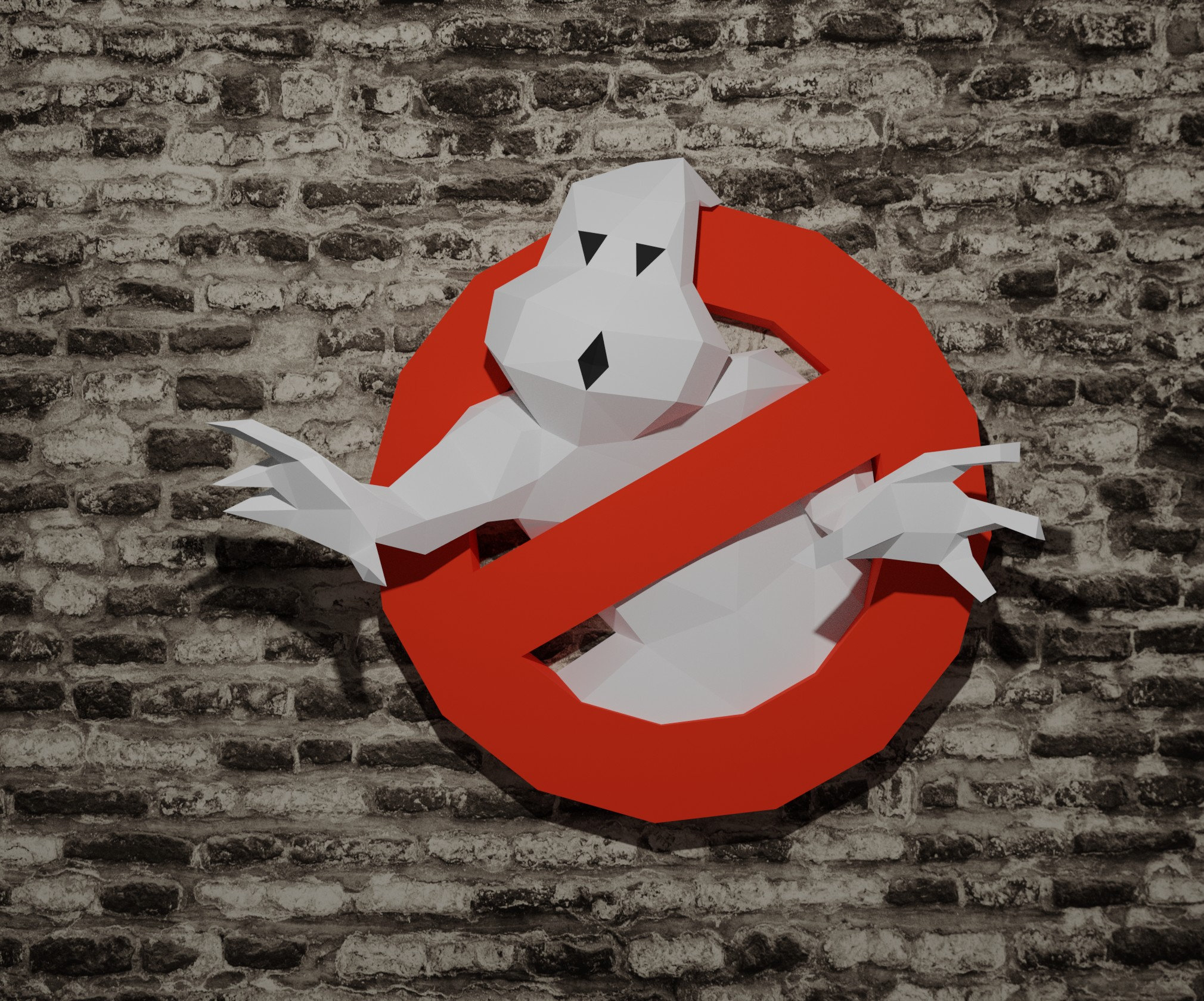DÉCORATION MURALE 3D PAPERCRAFT Logo Ghostbusters, modèle de modèle Pdf ...