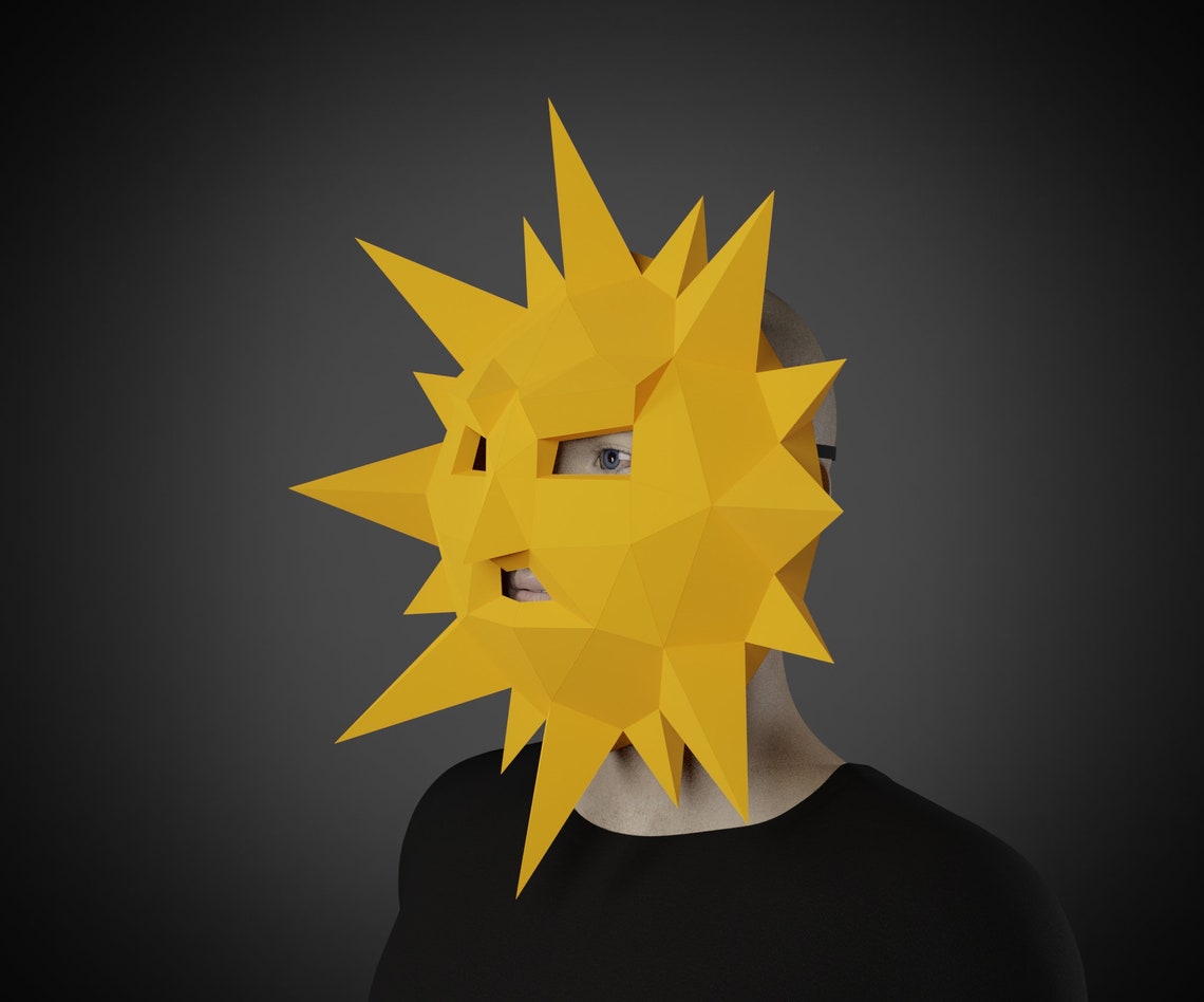 SUN MASK PAPERCRAFT Template Printable Pdf Pattern for 3D Low - Etsy