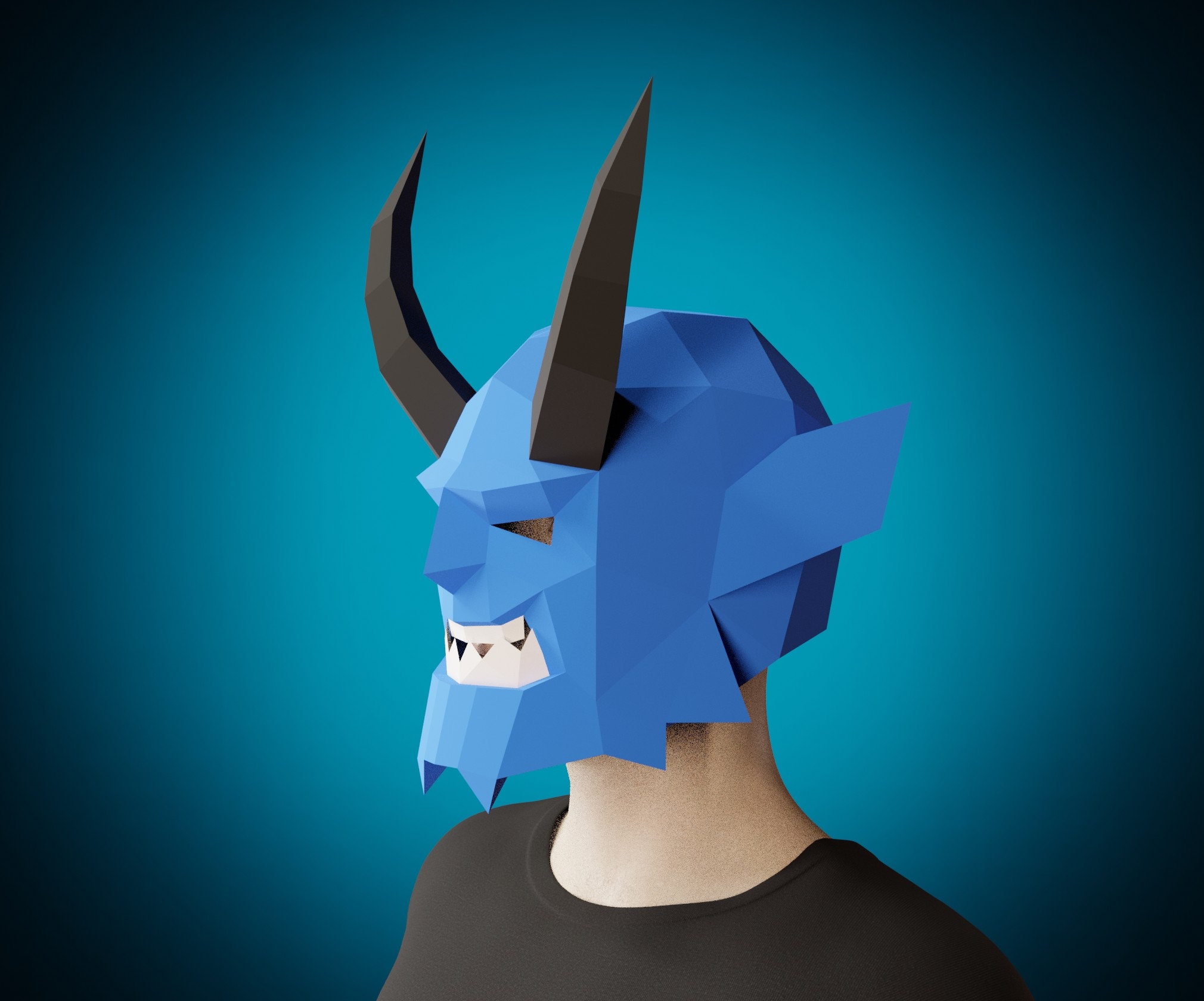 PAPERCRAFT MASK Demon Printable Pattern Template 3d - Etsy