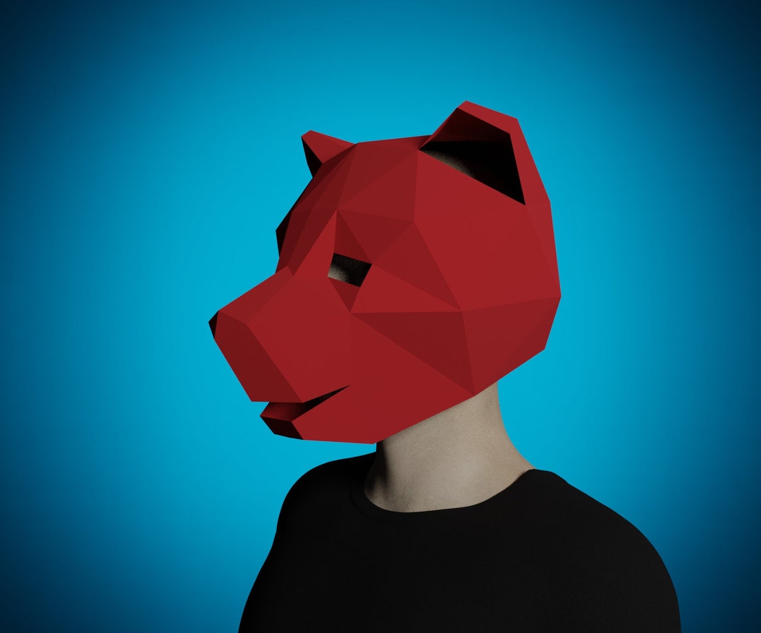 BEAR MASK Papercraft TEMPLATE Pdf, Diy Animal Mask, Paper Craft for ...