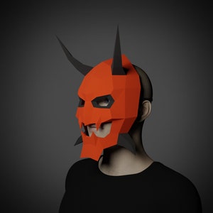 Oni PAPERCRAFT MASK Japanese DEMON , Printable Pattern Template, 3d ...