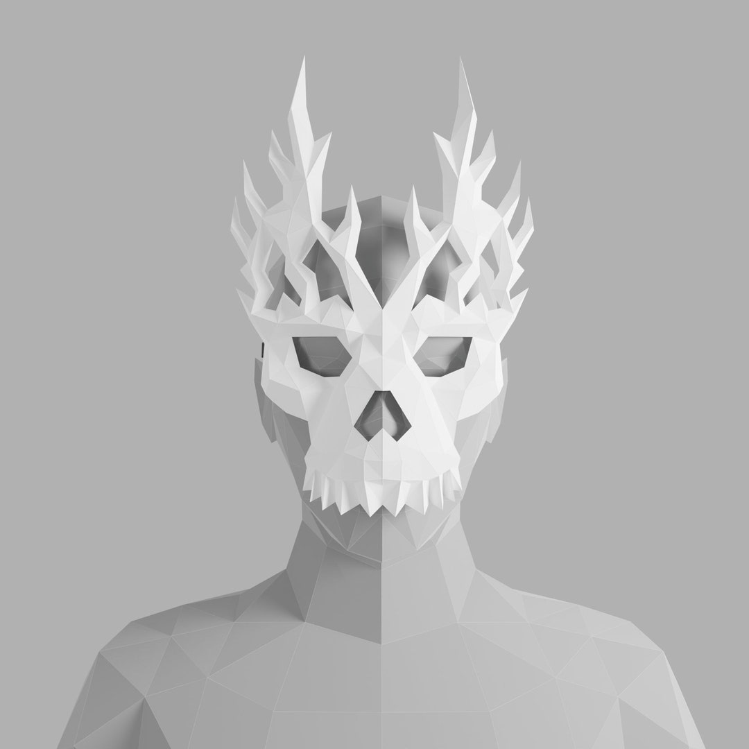 Cyber Scull Ice/fire PAPERCRAFT MASK PDF Pattern, 3D Costume, Printable ...