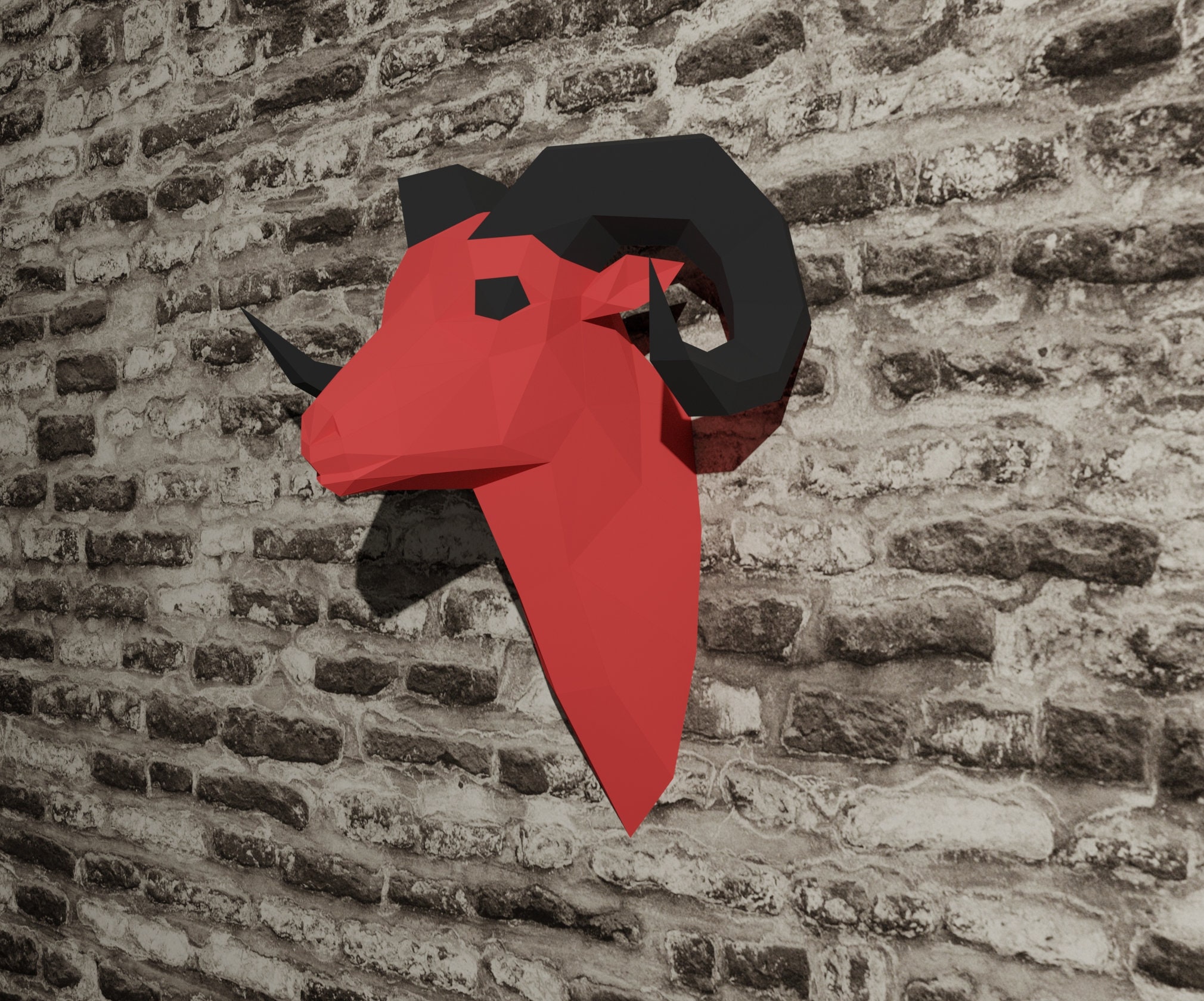 PAPERCRAFT 3D WALL DECOR Ram Head Printable Pdf Template | Etsy