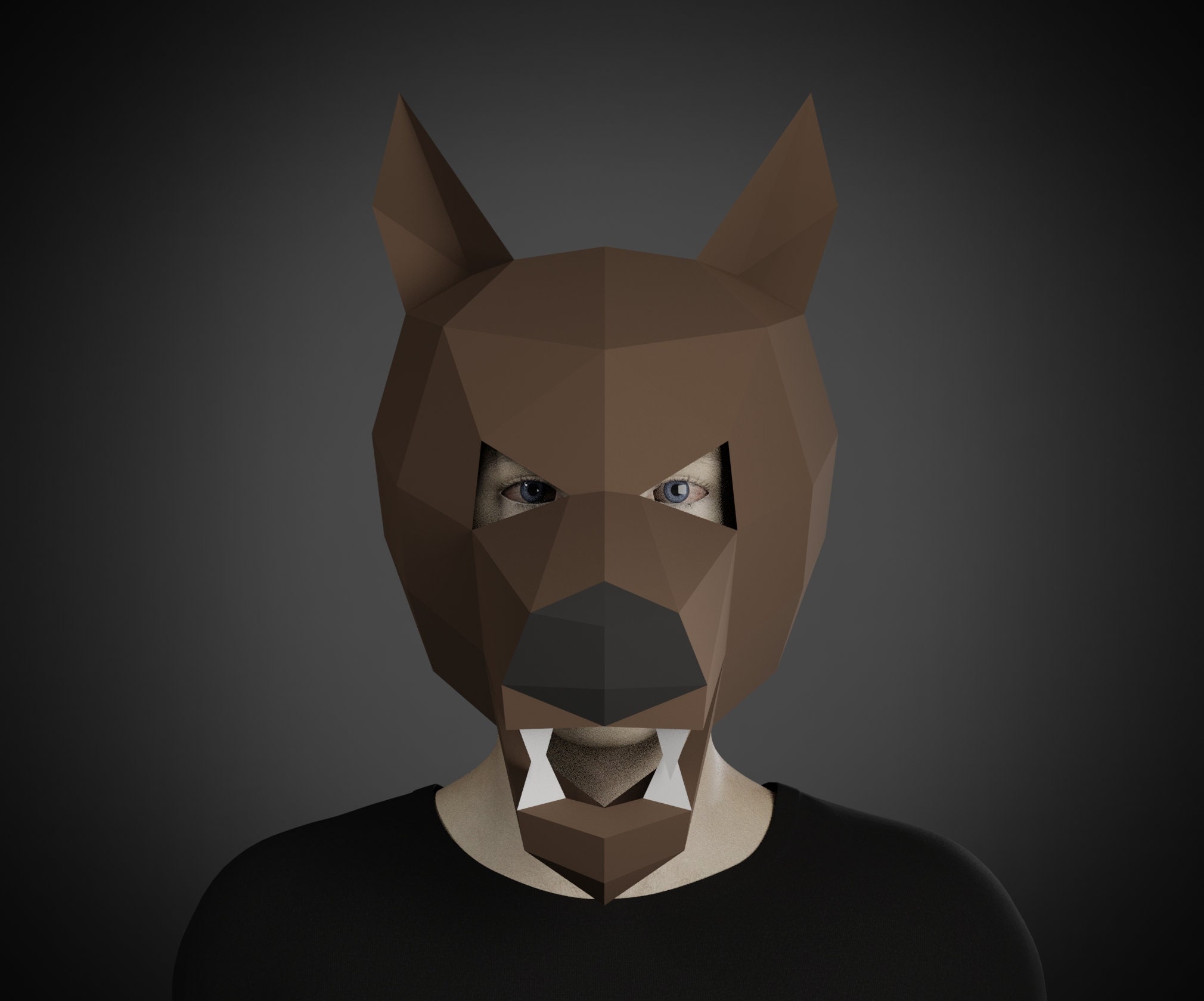 WOLF MASK PAPERCRAFT Template, 3d Model Pattern for Halloween Costume ...
