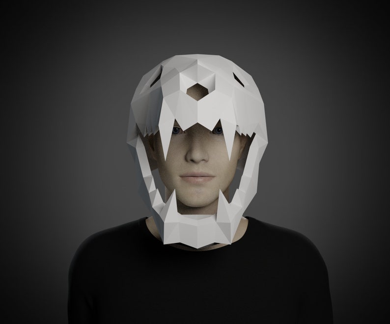 Scary MASK PAPERCRAFT animal crane HELMET 3D Diy patrón de artesanía de ...