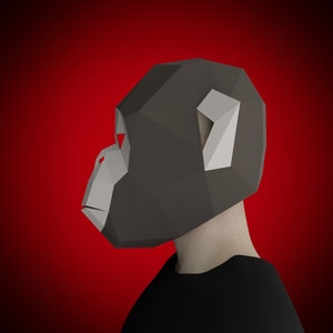 MONKEY PAPERCRAFT MASK 3D - Chimpance Printable Template Pdf Pattern ...