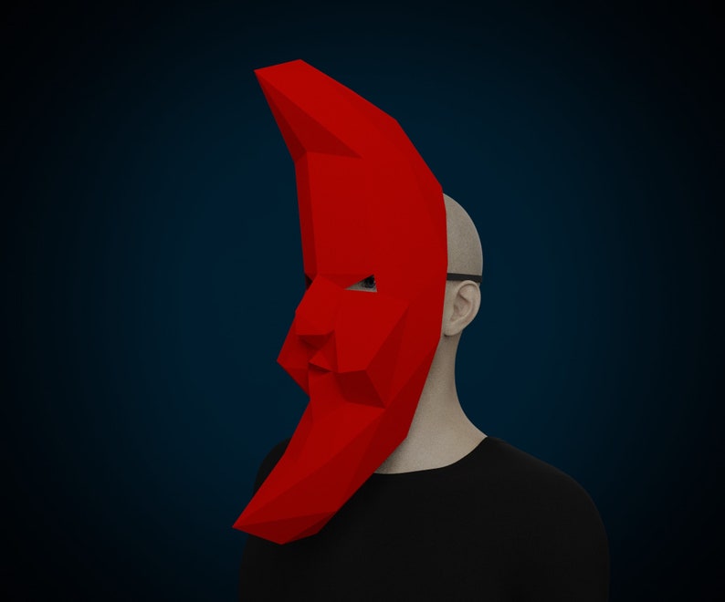 MOON MASK PAPERCRAFT Template, Printable Pdf Pattern for 3D Low Poly ...