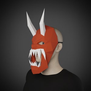 PAPERCRAFT MASK DEMON , Printable Pattern Template, 3d Puzzle,diy ...